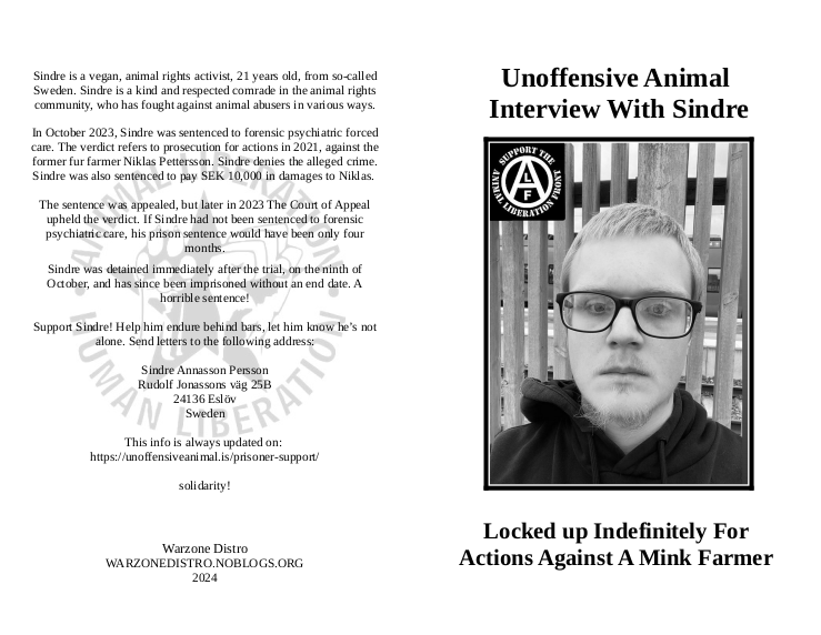 Warzone Distro : Unoffensive Animal Interview With Sindre, Locked up ...